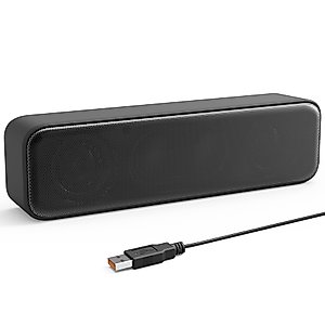 [Upgraded] USB Computer /Laptop Speaker with Stereo Sound & Enhanced Bass, Portable Mini Sound Bar for Windows PCs, Desktop Computer and Laptops