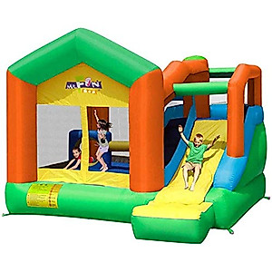 Inflatable Castle and Slide, Children Slide Outdoor Small Naughty Castle Home Trampoline/Square Playground Kids Playpen Colors