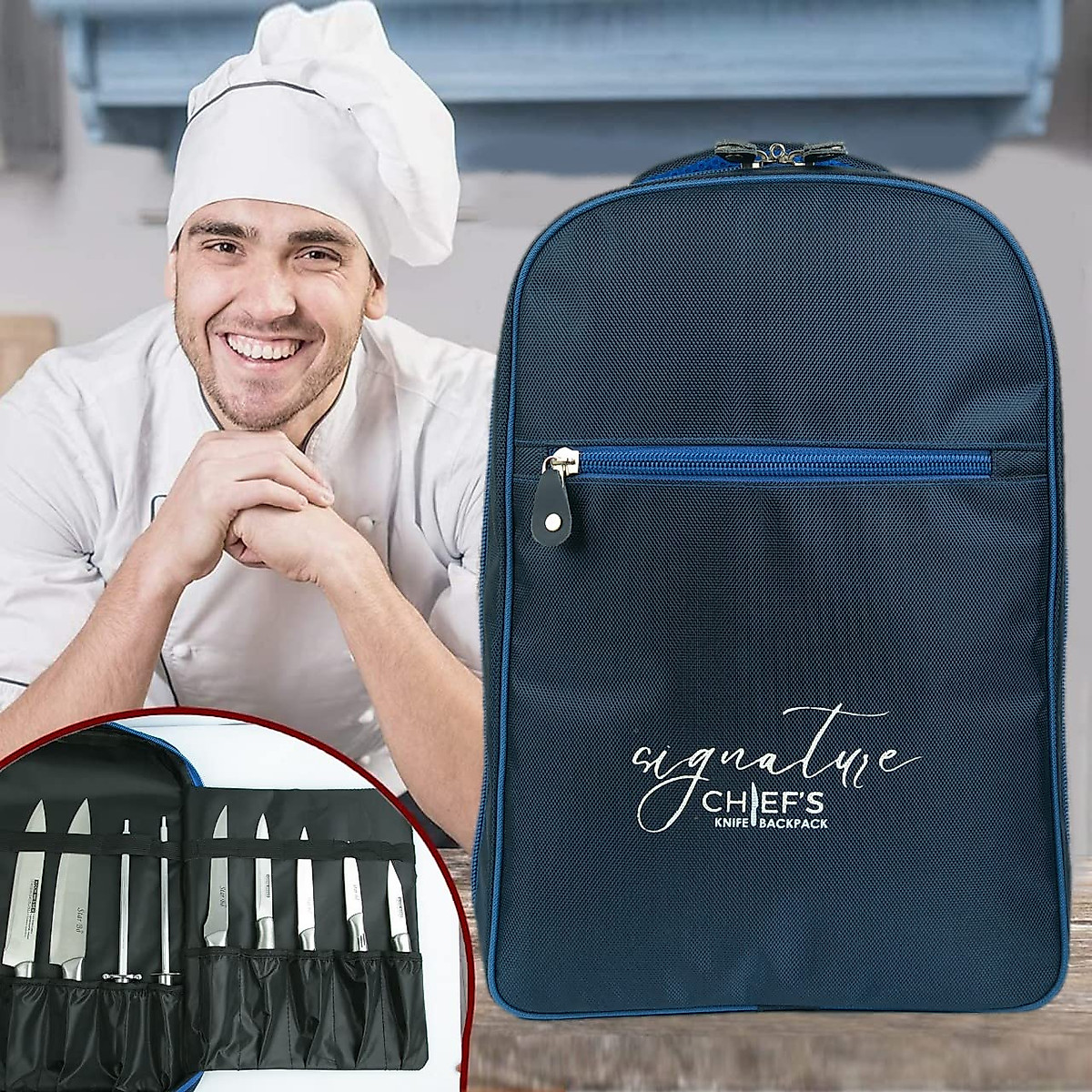 Chef Knife Backpack | Chef Knife Bag | Waterproof Material | Chefs Case with 30+ Pockets for Knives & Utensils | Sturdy Travel Knife Bag | Culinary Gifts For Chefs & Students