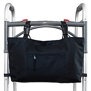 RMS Walker Bag with Soft Cooler - Water Resistant Tote with Temperature Controlled Thermal Compartment, Universal Fit for Walkers, Scooters or Rollator Walkers (Black)