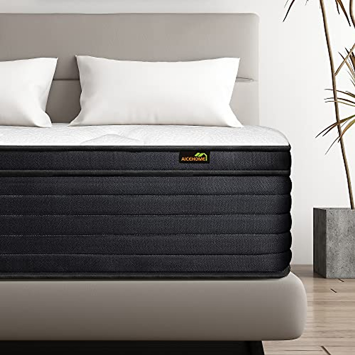 AICEHOME Full Mattress, Hybrid Mattress High Density Foam Individually Wrapped Pocket Coils Mattresses,Motion Isolation Medium Firm Full Size Bed Mattress