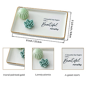 Kimdio Ceramic Jewelry Dish, Cactus Ring Holder, Trinket Tray Earrings Necklace Organizer, Gift for Wedding, Christmas, Birthday, Engagement Party