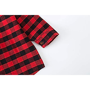 Toddler Baby Boy Girl Plaid Shirt Long Sleeve Button Down Red Flannel Tops Clothes