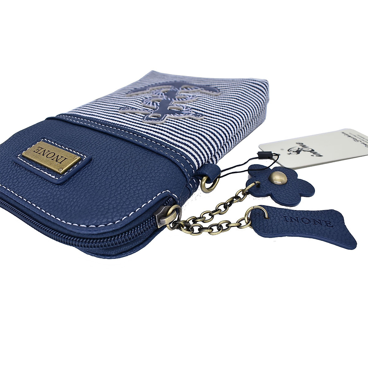 Anchor Crossbody Bag Nautical iPhone Cell Phone Purse Bag PU Leather Canvas Handbag for Smartphone Credit Card Passport Keys