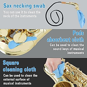 EASTROCK Saxophone Cleaning Kit with EVA Case for Alto Tenor Sax Clarinet Flute and other Wind & Woodwind Struments,Including Sax Cleaning Swab(4pcs),Mouthpiece Brush