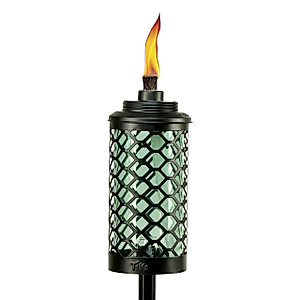 TIKI Brand Honeycomb Outdoor Torch, Blue - Decorative Outdoor Lighting for Patio, Backyard, and Lawn, 65 in, 1120112