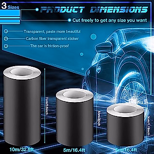 Marsui 3 Rolls 67 ft Matte Black Vinyl Wrap for Car, Includes Matte Adhesive Vinyl Tape for Chrome Delete, Window & Door Protection(2.8" x 32.8Ft, 2" x 16.4Ft, 2" x 16.4Ft)