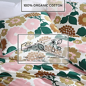 Marimekko - King Duvet Cover Set, Organic Cotton Bedding with Matching Shams, Bold Floral Home Decor, GOTS Certified (Pieni Kukkatori Pink, King)