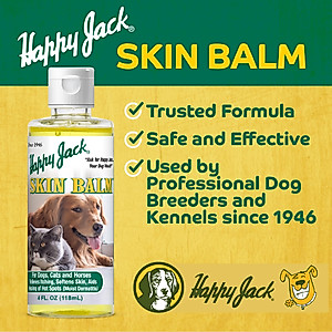 Happy Jack Skin Balm Hot Spot & Itchy Skin Relief for Dogs, Cats & Horses (4 oz), Softens Skin, Aids Healing of Hot Spots, Fast Relief to Intense Itching, Scratching & Gnawing