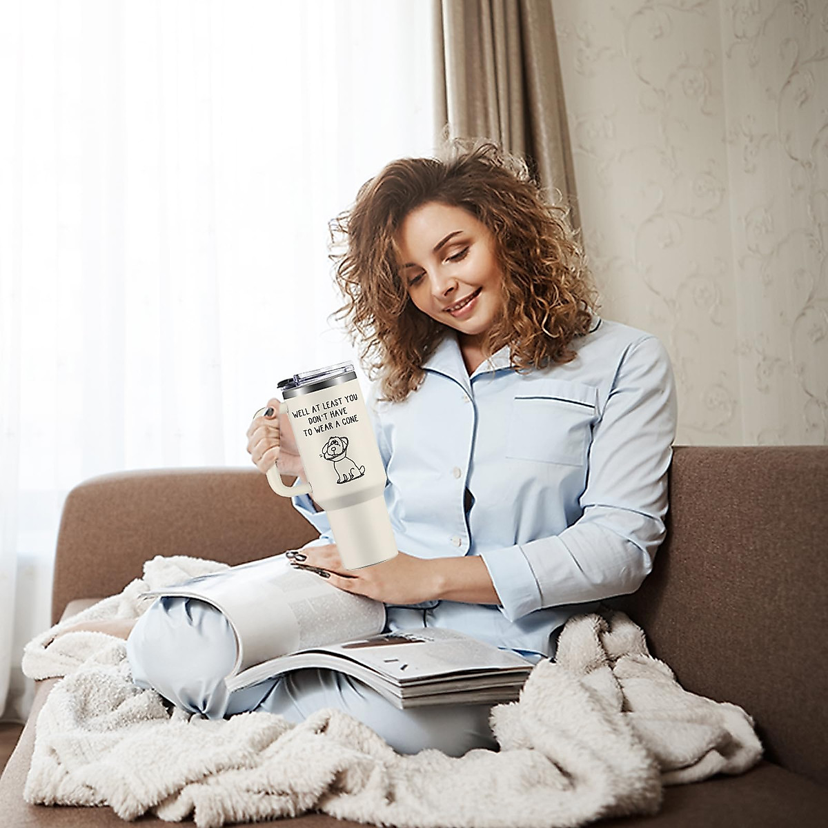 Get Well Soon Gifts for Women & Men, Get Well Soon Tumbler 40oz, After/Post Surgery Recovery Gift for Chemo Patients Cup, Feel Better Gifts - Well At Least You Don't Have To Wear A Cone