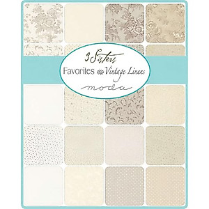 3 Sisters Favorites Vintage Linens Charm Pack; 42-5" Precut Fabric Quilt Squares