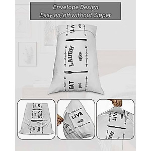 Edwiinsa Black Knife and Fork Eat Laugh Live Pillow Covers Standard Size Set of 2 20x26 Bed Pillow, Rustic White Plush Soft Comfort for Hair/Skin Cooling Pillowcases with Envelop Closure
