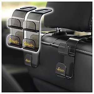 Multi-function 2 in 1 Car Seat Hooks for Purses and Bags with Phone Holder,Organize messy clutter，Adjustable Car Seat Organizer in Headrest (2PCS)