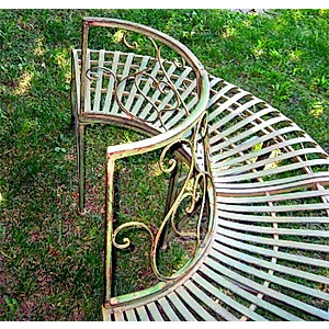 Generic Half Round Tree Bench 30.5"" High- Iron - Antique Green Finish, Large