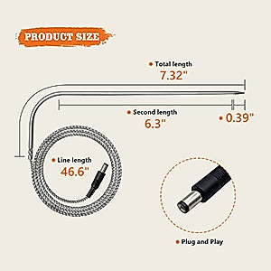 2-Pack Temperature Meat Probe Replacement for Rec tec Wood Pellet Grill, Recteq Grill Accessories, with Thermometer Probe Holder Clip
