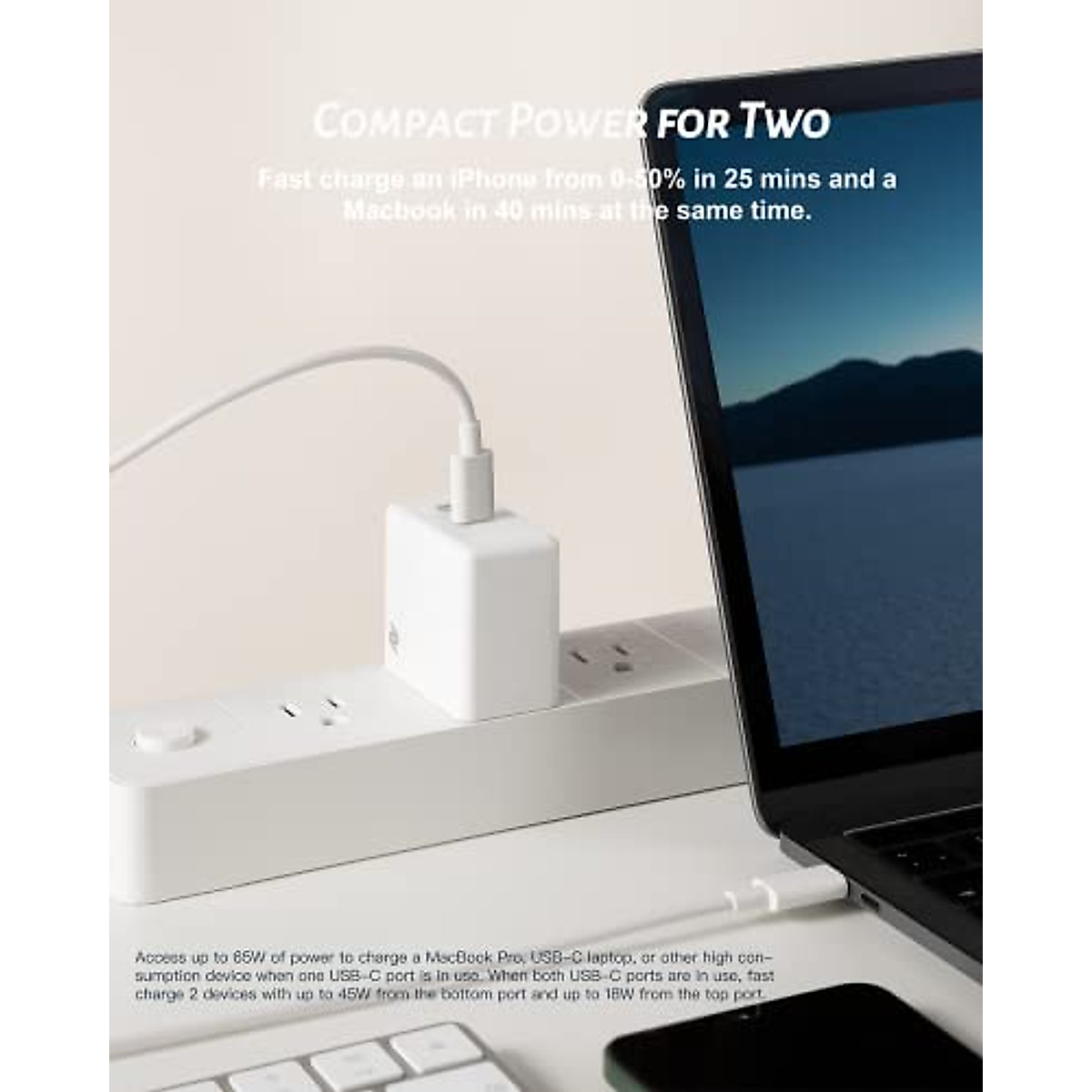 Powerland USB C GaN Charger 33W Usmile33 Ultra-Thin, PD PPS Fast Charger Adapter Compatible with iPhone 14/13/12,Pixel,Galaxy,iPad/iPad Mini,Galaxy S Series, MacBook Pro/Air and More (with Cable)