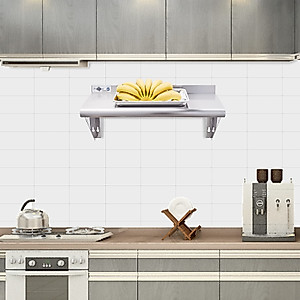 Profeeshaw NSF Stainless Steel Shelf 12” x 24”, 230 lb Commercial Shelves Wall Mounted Metal Shelving with Backsplash and 2 Brackets for Restaurant, Bar, Utility Room, Kitchen and Garage