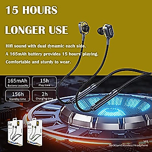 EonBlue V43 Neckband Bluetooth Wireless Headphones Earbuds with Microphone, 15Hs Playtime in-Ear Magnetic Earphones, IPX5 Sweatproof Sports Headsets (Green)