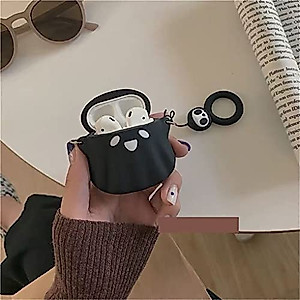 AirPods Case Cover, Cute Ghost Pumpkin Lantern Case with Lanyard Keychain Designed for Airpods 2nd & 1st,Soft Silicone Anime Funny 3D Cartoon AirPods 2/1 Case for Women Men Kids Teens (Black Ghost)