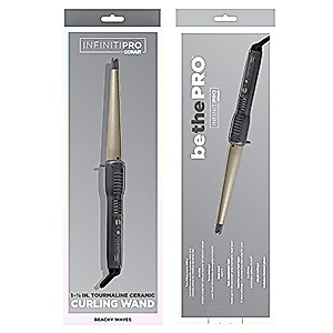 INFINITIPRO BY CONAIR Tourmaline Ceramic 1-Inch to 1/2-Inch Curling Wand, Tapered wand produces beachy waves