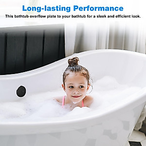 Tub Overflow Drain Cover -3-1/8 Single Hole- Bathtub Drain Overflow Cover -Overflow Face Plate with Screw Fits Most Standard Bath Tub Drains (Black)