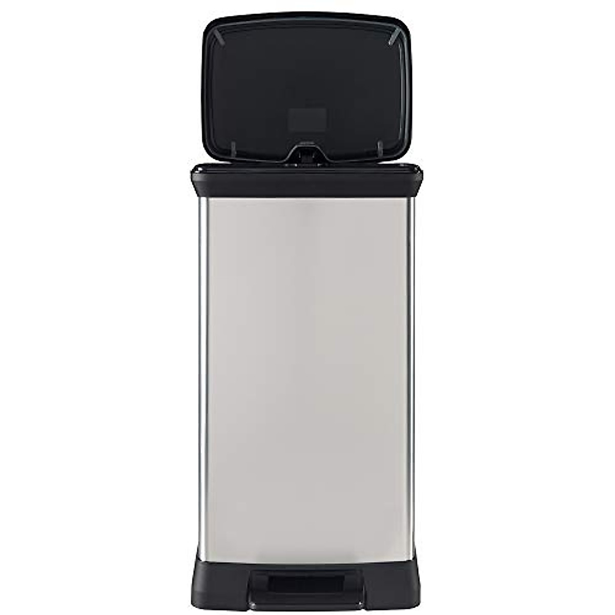 Curver Deco Bin 50 Liter Perfect for Household Use Indoor for Garbage Disposal, Black/Silver