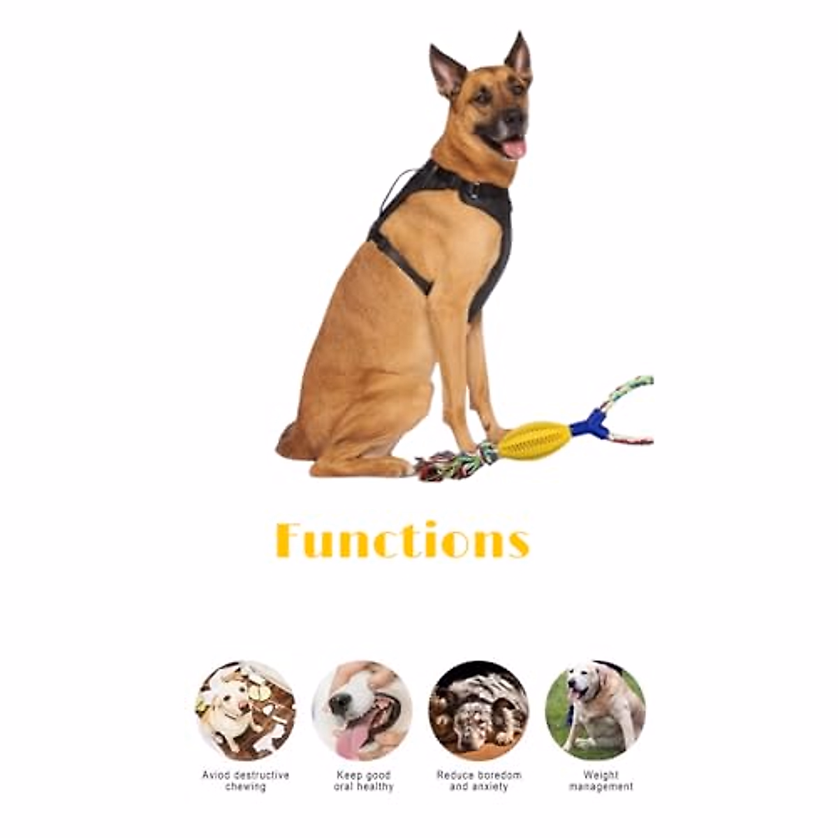 Dog Ball Rope Toy Interactive for Medium Dog for Treat Dispensing, Durable Dog Balls for Teeth Cleaning/IQ Training (Not for Aggressive chewers)