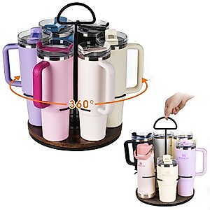 Water Bottle Organizer for Stanley 20 30 40oz Tumbler with Handle, Rotating Stanley Cup Organizer Holder, Bottle Kitchen Cabinet Organizer and Storage for Stanley Simple Modern Owala Yeti, Wine Rack