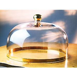Glass - Cake Dome - with - Gold Rim - and - Gold Knob - for Cake - Fruit - Cheese - 11.75" Diameter - Made in Europe - by Barski