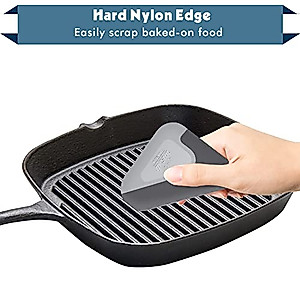 TMEDW Pan Scraper, 2-in-1 Pot and Pan Dish Scraper, Silicone and Nylon, Pot Scraper Tool for Kitchen Cleaning, Heat Resistant, Pack of 3