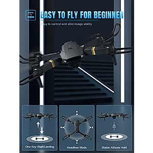Drones with Camera for Adults Beginners Kids, Foldable E58 Drone with 1080P HD Camera, RC Quadcopter - FPV Live Video, Altitude Hold, Headless Mode, One Key Take Off/Landing, APP Control