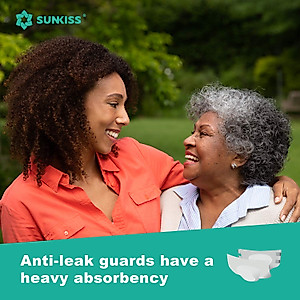 SUNKISS TrustPlus Adult Diapers with Maximum Absorbency, Unisex Disposable Incontinence Briefs with Tabs for Men and Women, Odor Control, Small/Medium, 15 Count
