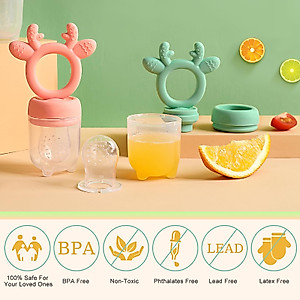 2 Sets Silicone Breastmilk Popsicle Molds with Baby Food Feeder, BPA Free Fruit Feeder Pacifier with Frozen Ice Tray for Baby Feeding Safely, Infant Fruit Teething Toy for Baby Boy Girl Gifts (Green)