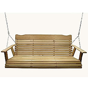 Kilmer Creek 5 Foot Natural Cedar Porch Swing, Amish Crafted, Includes Chain & Springs