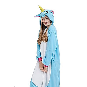 SimZoo Adult Animal Onesie Pajamas, Men and Women's Unicorn Costume Sleepwear, One-Piece Unisex Homewear