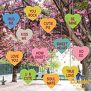 KatchOn, Felt Valentine Conversation Hearts Decor - Pack of 12, No DIY | Valentines Day Decor | Valentines Decorations Outdoor | Conversation Hearts Decorations | Valentine Window Decorations