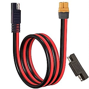OUQYLG XT60 to SAE Adapter Extension Cable SAE to XT60 Connector Cord for Solar Generator Portable Power Station Solar Panel with SAE Polarity Reverse Adapter - 12AWG 3.3Ft/1M