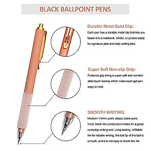 Linbsunne Black Ballpoint Pens Medium Point 1mm Work Pen with Super Soft Grip Ball Point Pen for Men Women Retractable Office Pens (6-count pen + 3 refills)