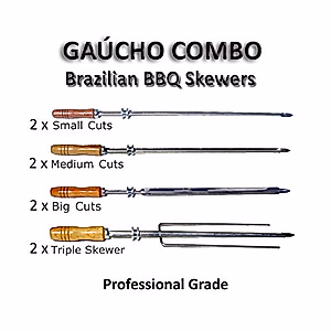 Gaucho Combo - Set of 8 Brazilian Skewers for BBQ 28" - Professional Grade