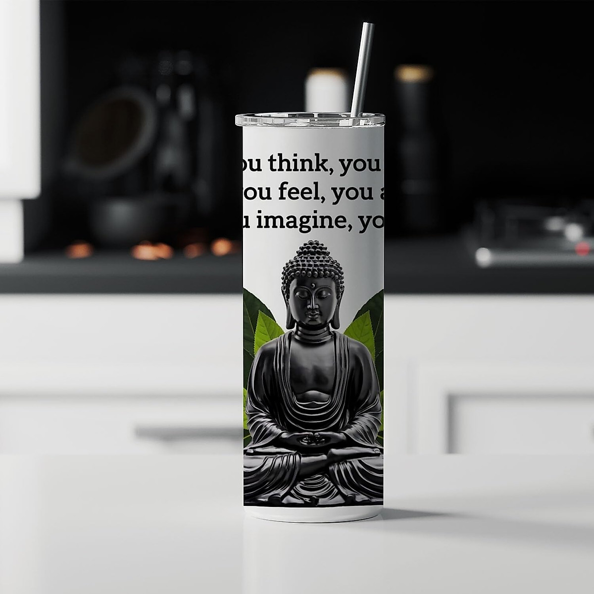 Tumbler with Lid and Straw Black Buddha (1) thermos coffee travel mugcute cups 20 oz insulated tumbler for Daily Holiday Decor Gift coffee cup