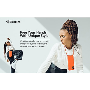 Blaspins Crossbody Strap Phone Case for iPhone 13 Pro Max, Adjustable Rope, Belt Neck Lanyard, String Detach Lanyard, Drop Proof Sturdy, Wrist Hand Free Protective Cover 6.7 inch 13 Pro Max - Orange