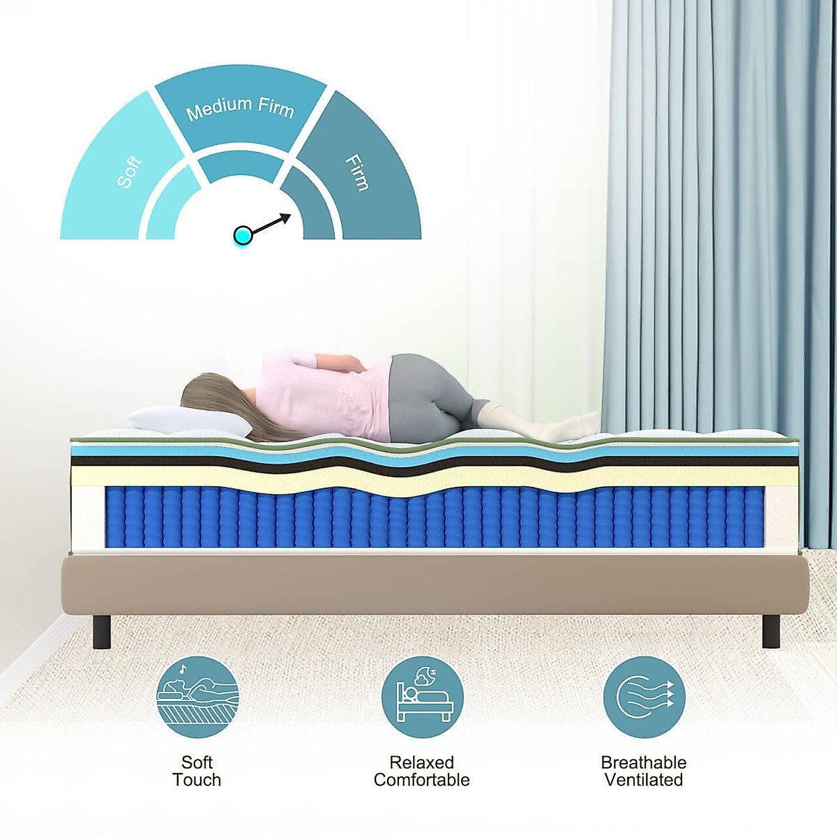 pareler bear Twin Mattress for Kids, 8" Edge Hardening to Prevent Slipping, Hybrid Mattress, Pocket Innerspring for Motion Isolation, Breathable Cover with High Density Memory Foam