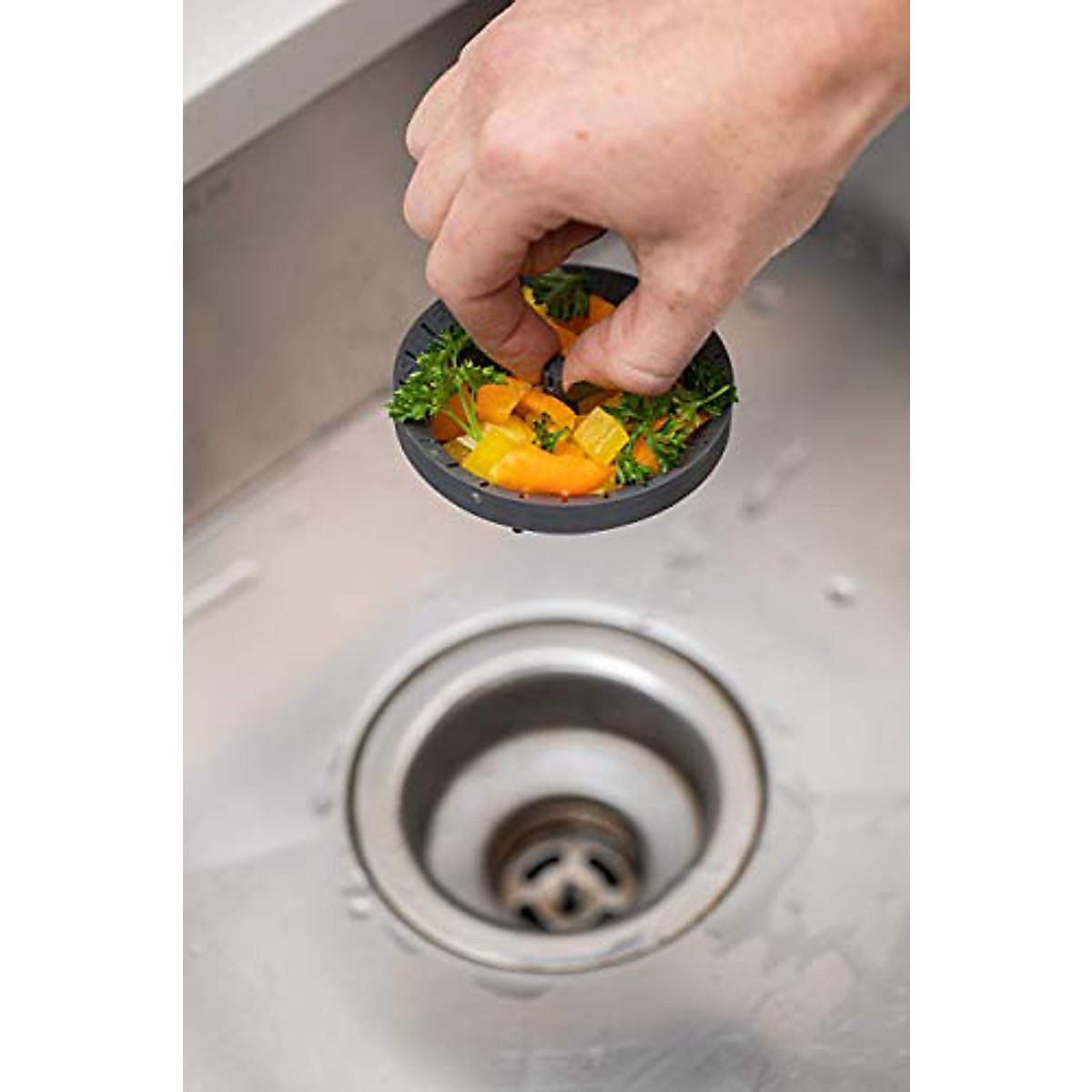 Dripsie Sink Strainer - Clog-Resistant and Flexible - Universal Kitchen Sink Drain Strainer - Made in The USA (2-Pack Gray)