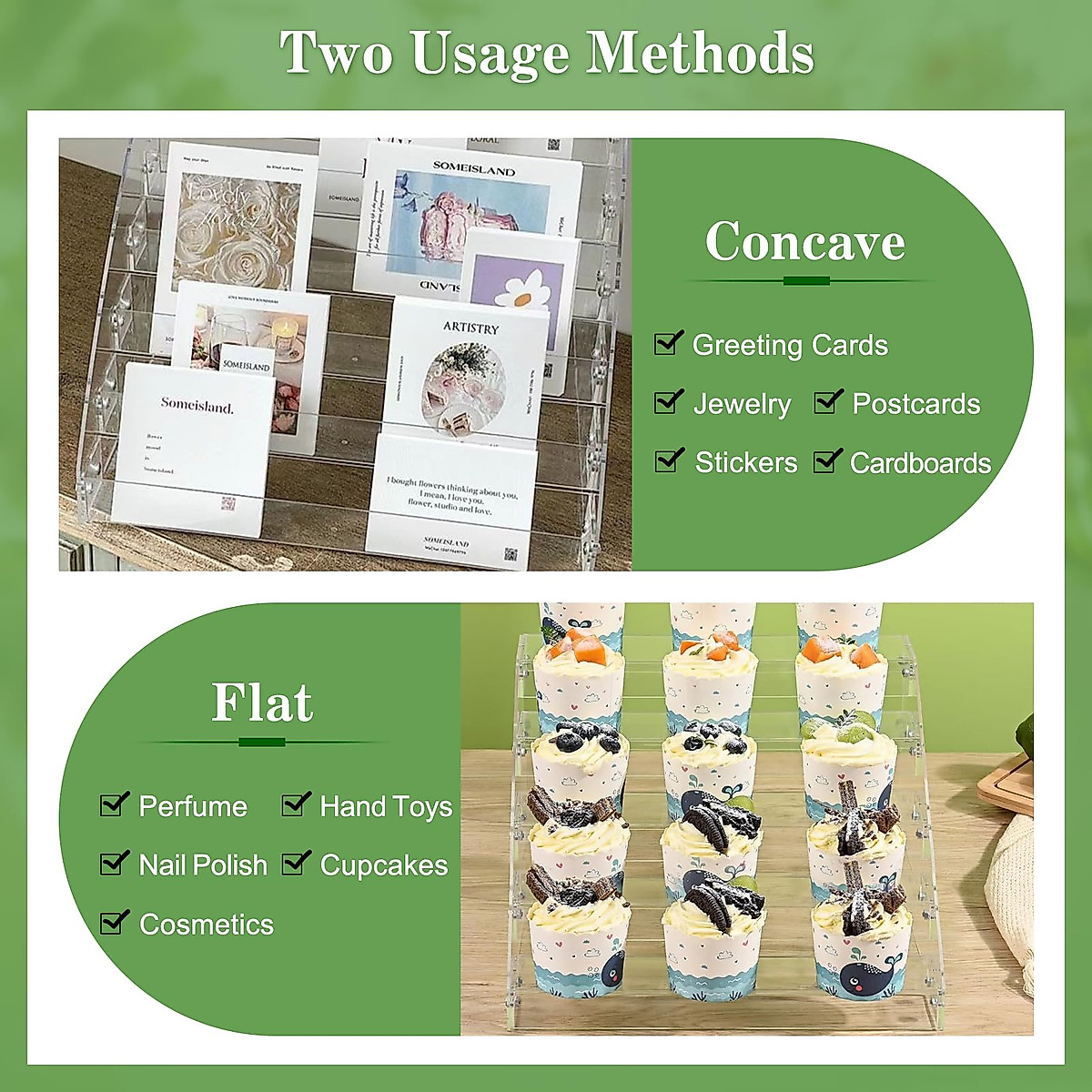 yuuzue 5 Tier Greeting Card Display Rack, Clear Acrylic Sticker Display Stand for Vendors Retail Display Photo Stand for Counter Tabletop Display Supplies