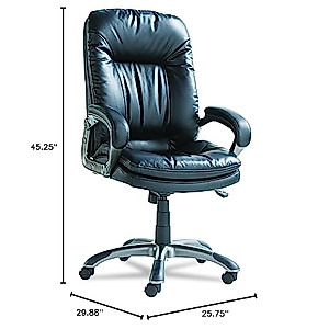 OIF Executive Swivel/Tilt Leather High-Back Chair, Fixed Arched Arms, Black