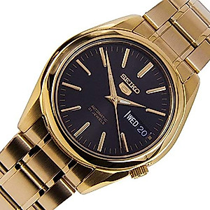 Seiko 5 #SNKL50 Men's Gold Tone Stainless Steel Black Dial Automatic Watch