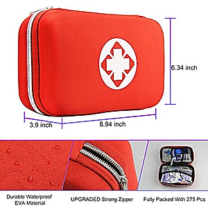 275Pcs Travel First Aid Kits for Car Emergency Preparedness Items Urgent Accident Essentials Kit Survival Gear Equipment Sports First Aid Kit for College Dorm Student, Home, Boat, Red YIDERBO