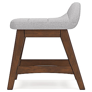 Signature Design by Ashley Lyncott Casual Upholstered Armless Home Office Desk Chair with Backless Design, Light Gray & Light Brown