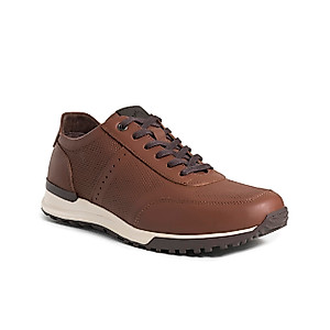 VELEZ Full Grain Leather Shoes for Men - Business Casual Sneakers - Designer Fashion Men's Dress Shoes Brown 8