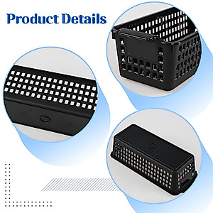 Hayixia Black Small Organizing Basket Bin, Slim Plastic Stroage Basket for Desktop, Set of 12